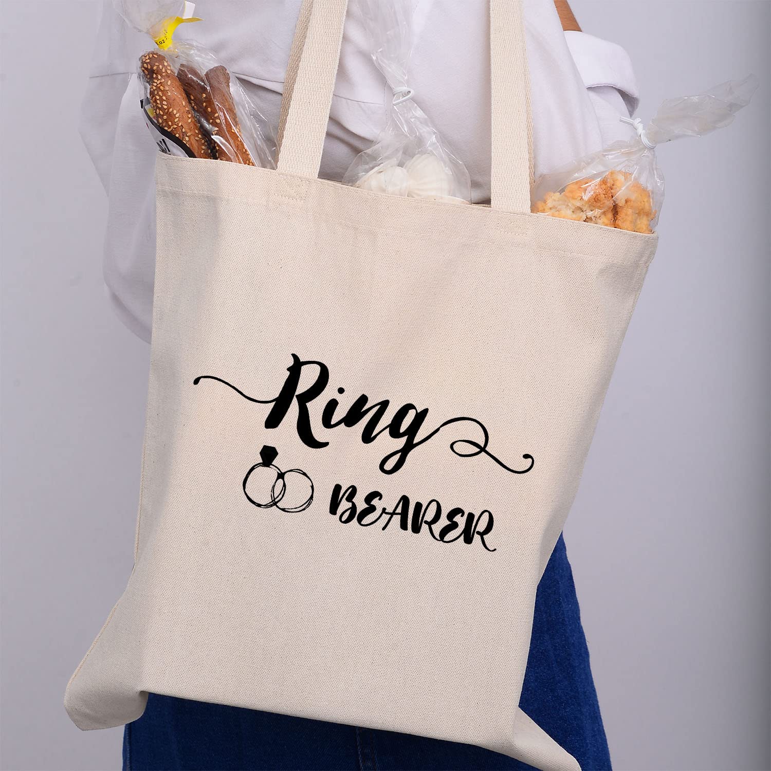 TBF Personalized Bride Tote Bag Wedding Bachelorette Bridal Shower Bridesmaids Bachelorette Cute Canvas Gift Bags (Ring Bearer (1 Pack))