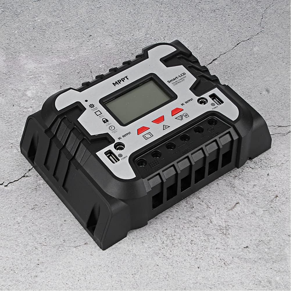 MPPT Solar Charge Controller, 30A/50A/80A Solar Charger Controller MPPT Dual USB LCD Display 2.4A 12V24V IP32 Waterproof Solar Panel Battery Intelligent Regulator(80A)