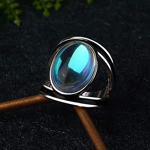 SUKKCCNO 925 Sterling Silver Moon Moonstone Solitaire Ring for Women Gemstone Boho Jewelry Natural Moonstone Victorian Style (8)