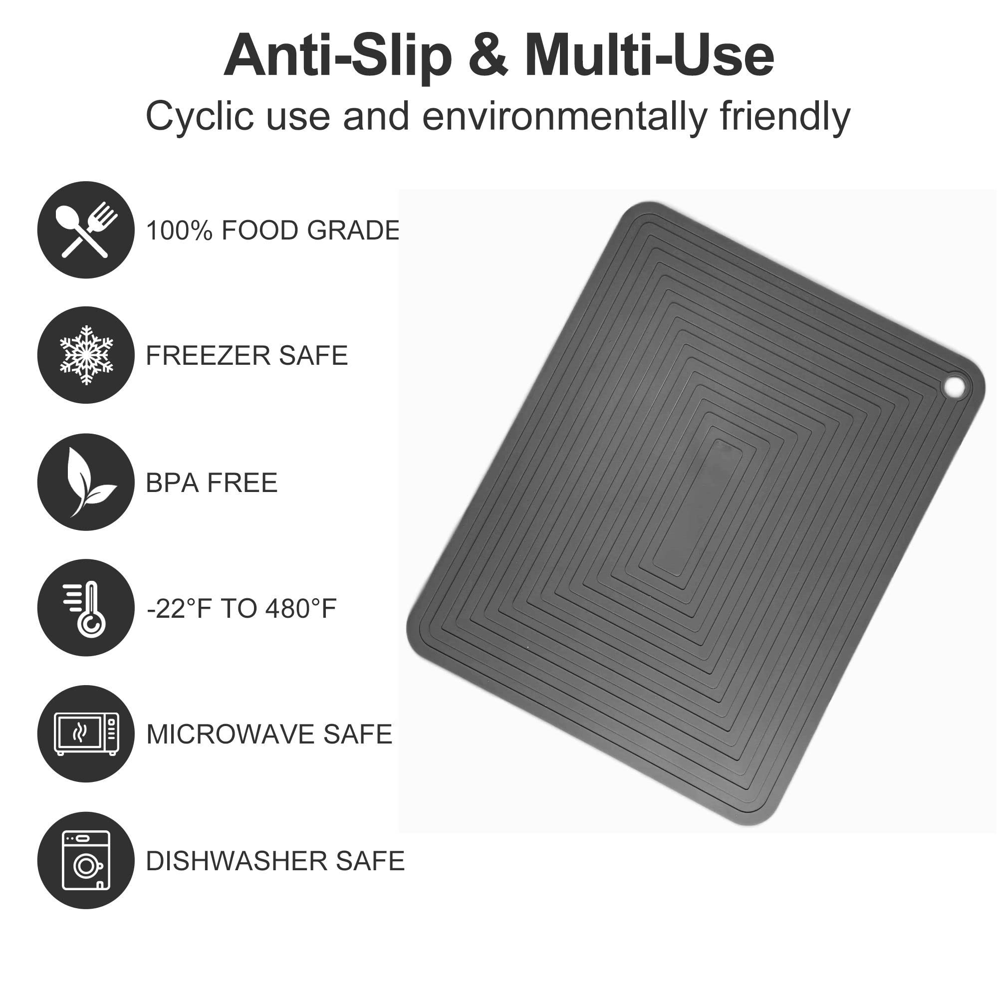 SUNMVEHOT Silicone Trivets Kitchen Gadgets Set, Silicone Trivets for Hot Dishes, Trivets for Hot Pots and Pans, Grey Silicone Hot Pads for Kitchen, Multi-Purpose Hot Pads Heat Resistant 2 Pack