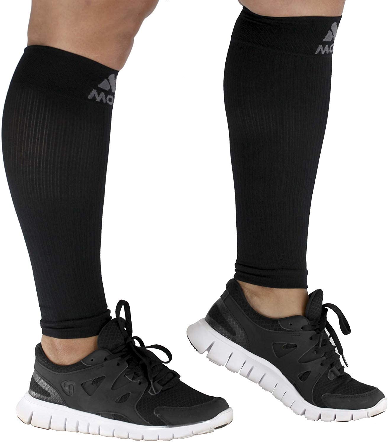 Mojo - Compression Socks Footless for Women and Men 20-30mmHg - Extra Wide Calf Compression Sleeve for Lymphedema, Varicose Veins Circulation - Black, 5X-Large - A604
