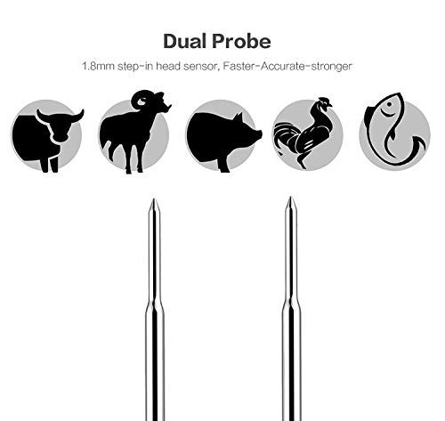 TempoChef Bluetooth Smart Meat Thermometer for Grill Oven and Smoker, Cooking Food and Control Temperature Smart, Dual Stainless Steel Probes