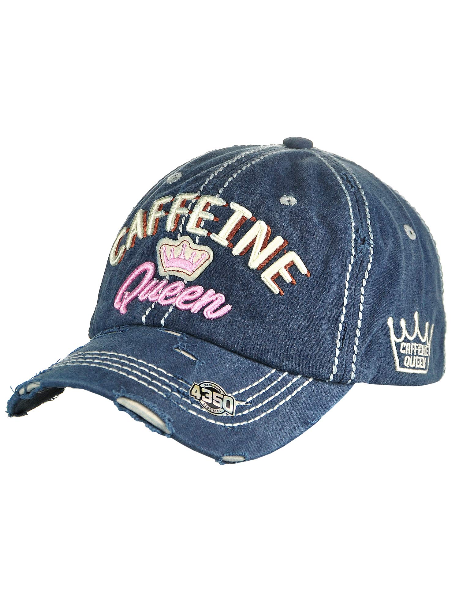 NYFASHION101 Women's Distressed Unconstructed Embroidered Baseball Cap Dad Hat, Dance Mama, Black