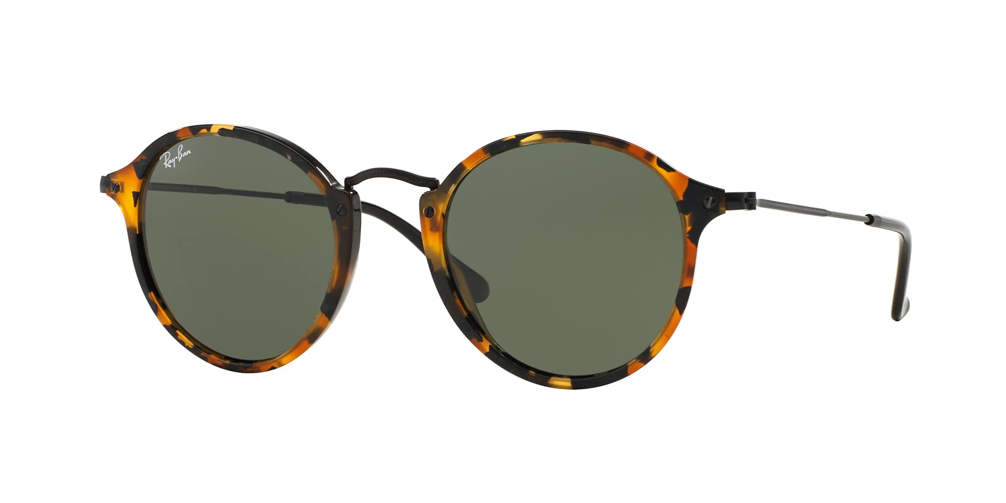Ray-Ban RB2447 Round Sunglasses + Vision Group Accessories Bundle (Spotted Black Havana/Crystalgreen (1157), 49, Millimeters)