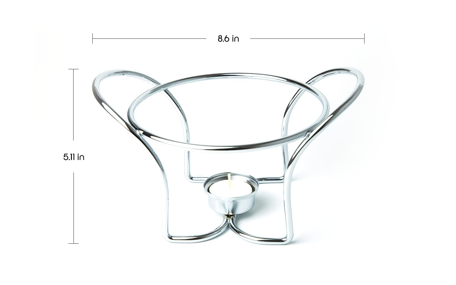 Rigeli Regent Chromeplated Wire Sauce Warmer w/Ladle Stainless Steel Round Soup Warmer with spoon Perfect for Chocolate, Caramel, Cheese, Sauces and More