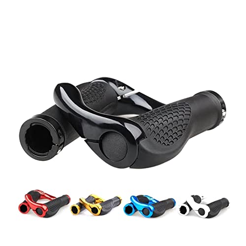 TTRS Store 1 Pair Bicycle Handlebar Grip Ergonomic Anti-Skid Lock-on Handle Cover Aluminum Alloy Rubber Grips MTB Bike Accessories (Color : White)