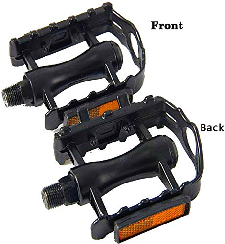 Mordely 9/16 Bike Pedals for Replacement Bicycles Accessory, Mountain Road Bicycles Platform Flat Pedal with Anti-Slip Spike, Fits BMX MTB Bike