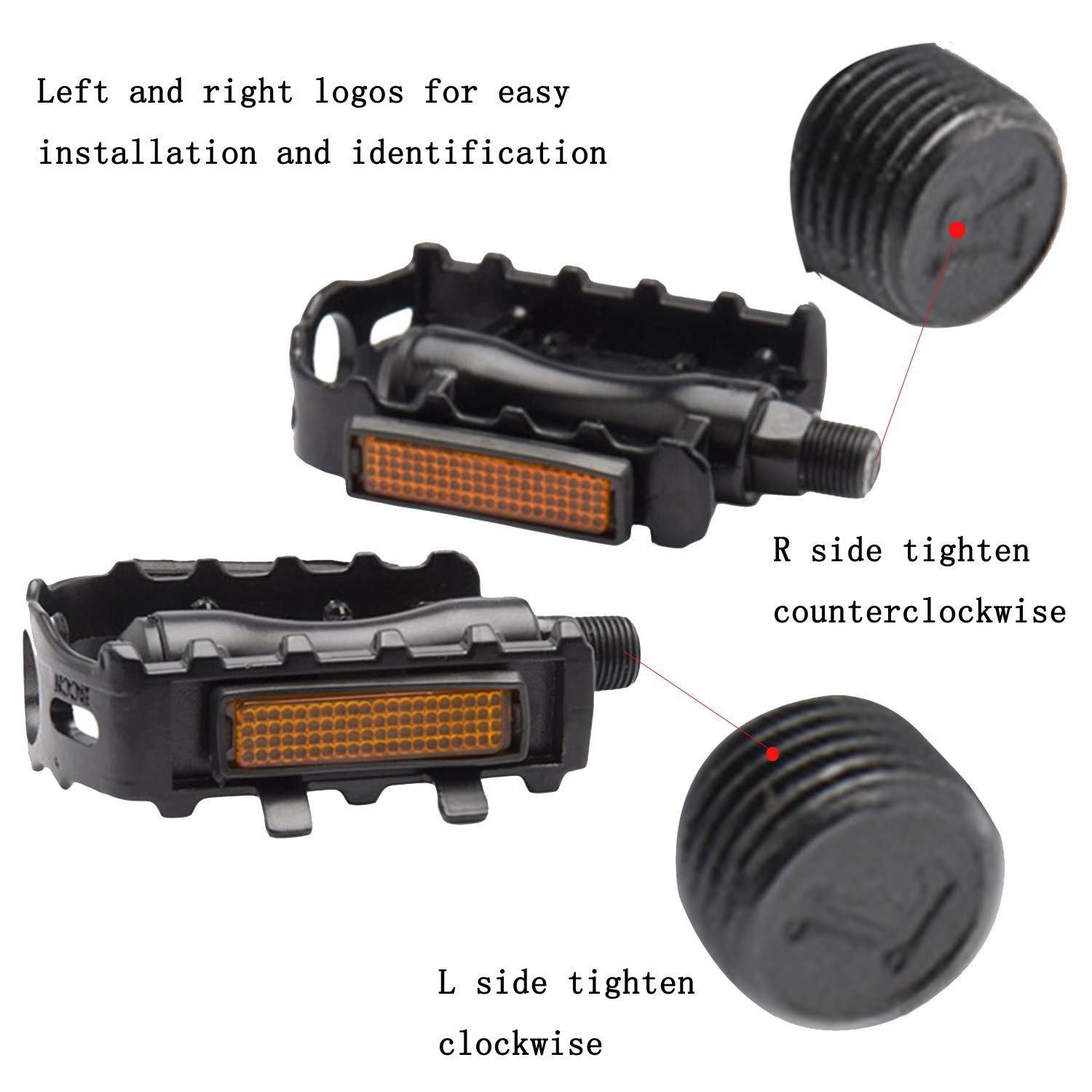 Mordely Bicycle Pedals for Replacement Bike Accessory, Mountain Bicycles Platform Flat Pedal with Anti-Slip Spike, Fits BMX MTB Bike