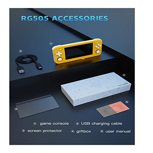 RG505 Retro Handheld Console 4.95"OLED Touch Screen Android 12 T618 4000+ Gaming (Size : 128G(3172 Games), Color : Grey with Bag)