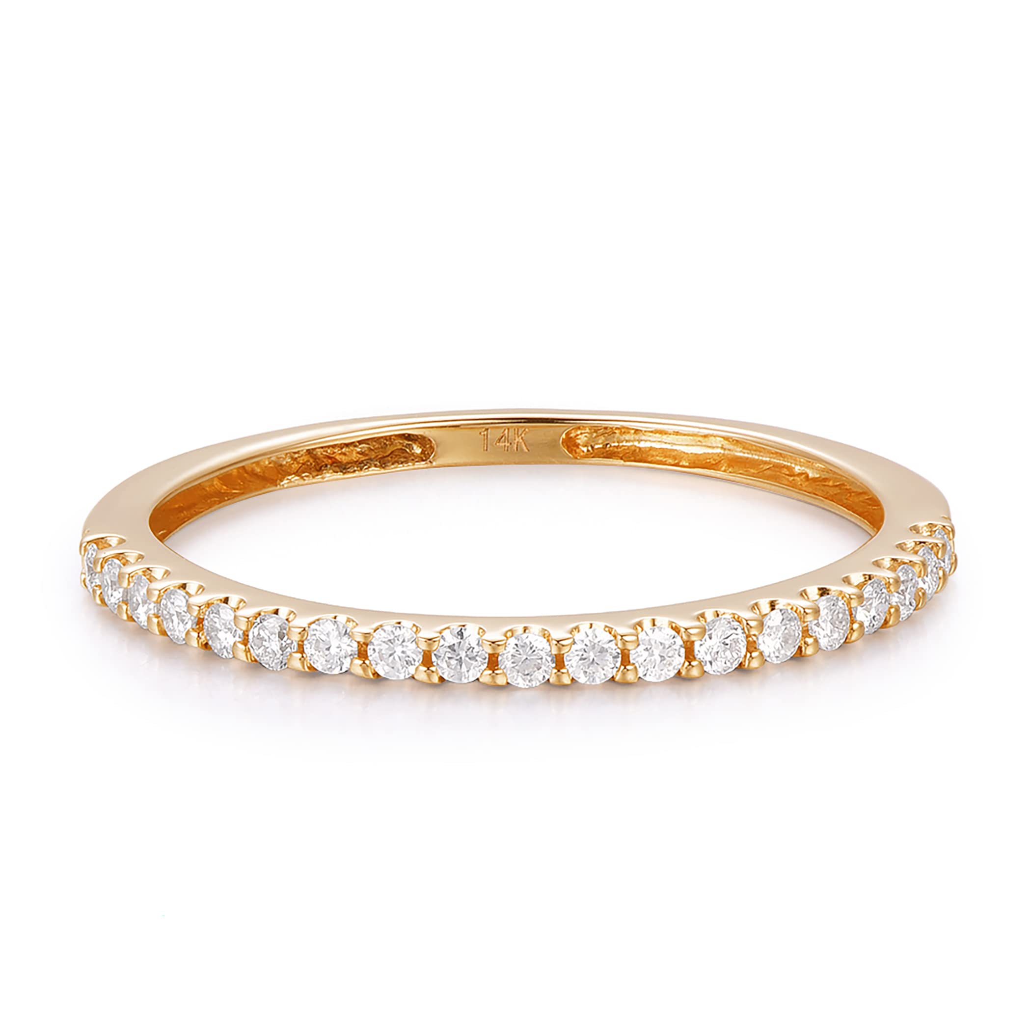 Oiney 14K Gold 1.5mm Comfort Fit Moissanite Wedding Band (Yellow-Gold, 9)