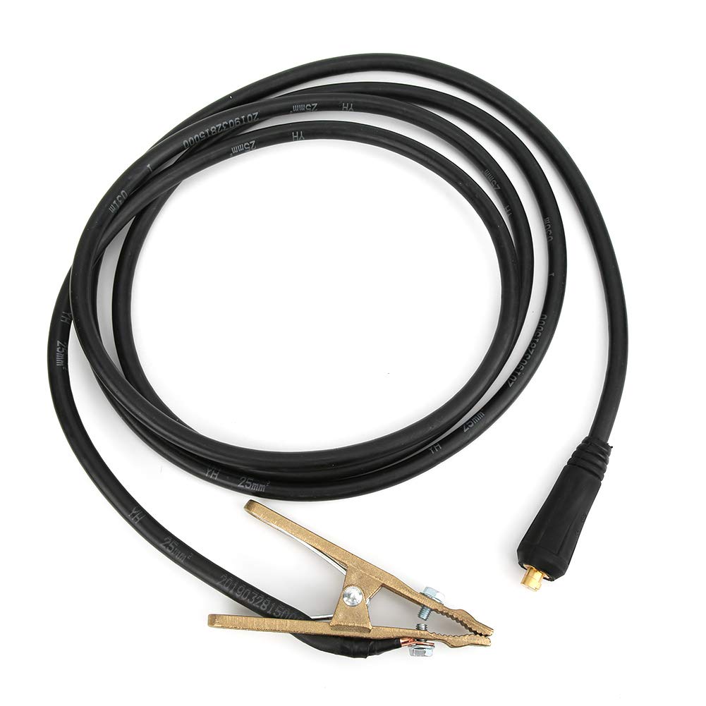 Welding Ground Clamp Lead Assembly, TIG Plasma A Type Grounding Clip 260A Welding Brass Ground Clamp MMA ARC Welder Earth Clamp 3Meter 25mm²