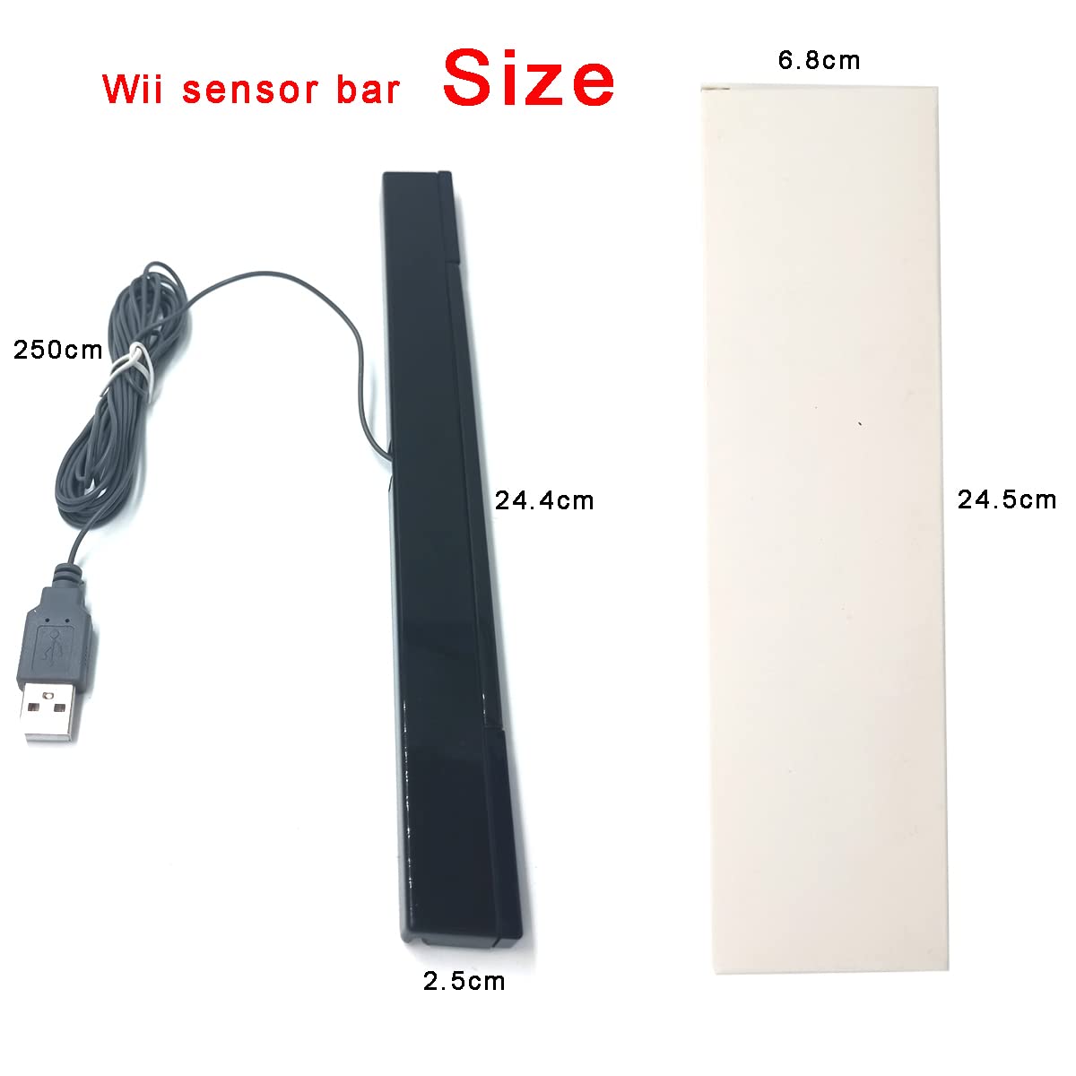 Tuboopy Wii Sensor Bar Replacement for Nintendo Console - Wired USB Infrared IR Light Stand for Wii U Motion Ray Dolphin(Black)