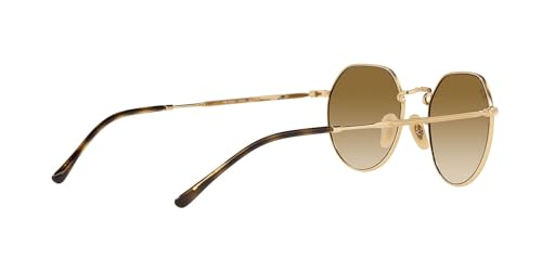 Ray-Ban RB3565 Jack Round Sunglasses, Gold/Clear Gradient Brown, 53 mm