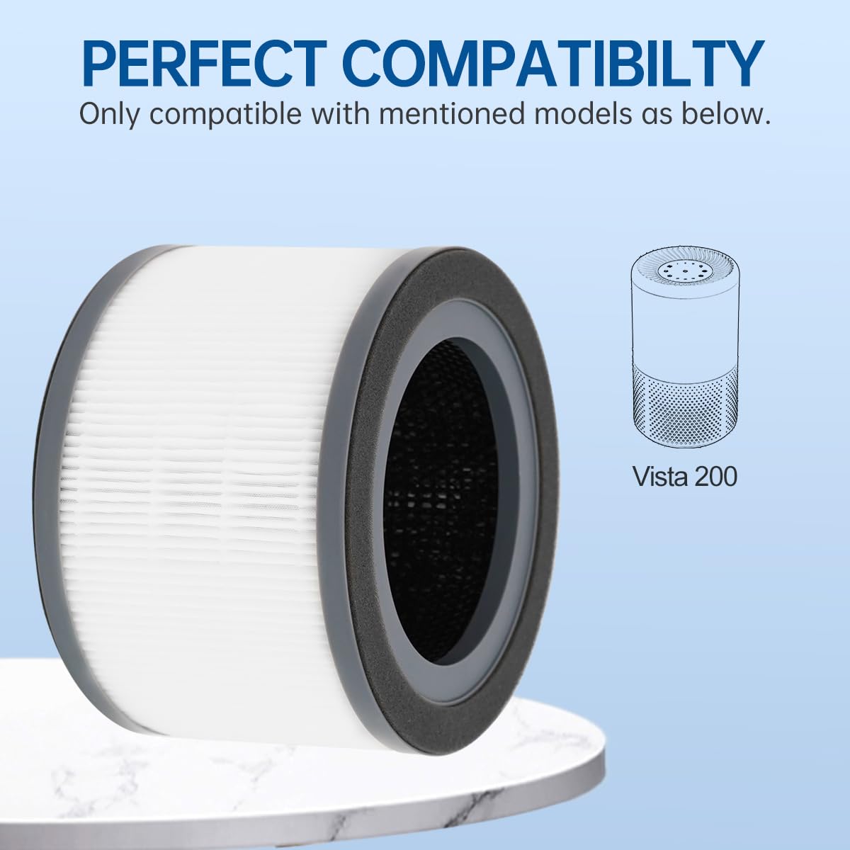 Vista 200 True HEPA Replacement Filters Compatible with Vista 200 Vista 200-RF 3-in-1 H13 Grade True HEPA Filter Replacement 1 Pack