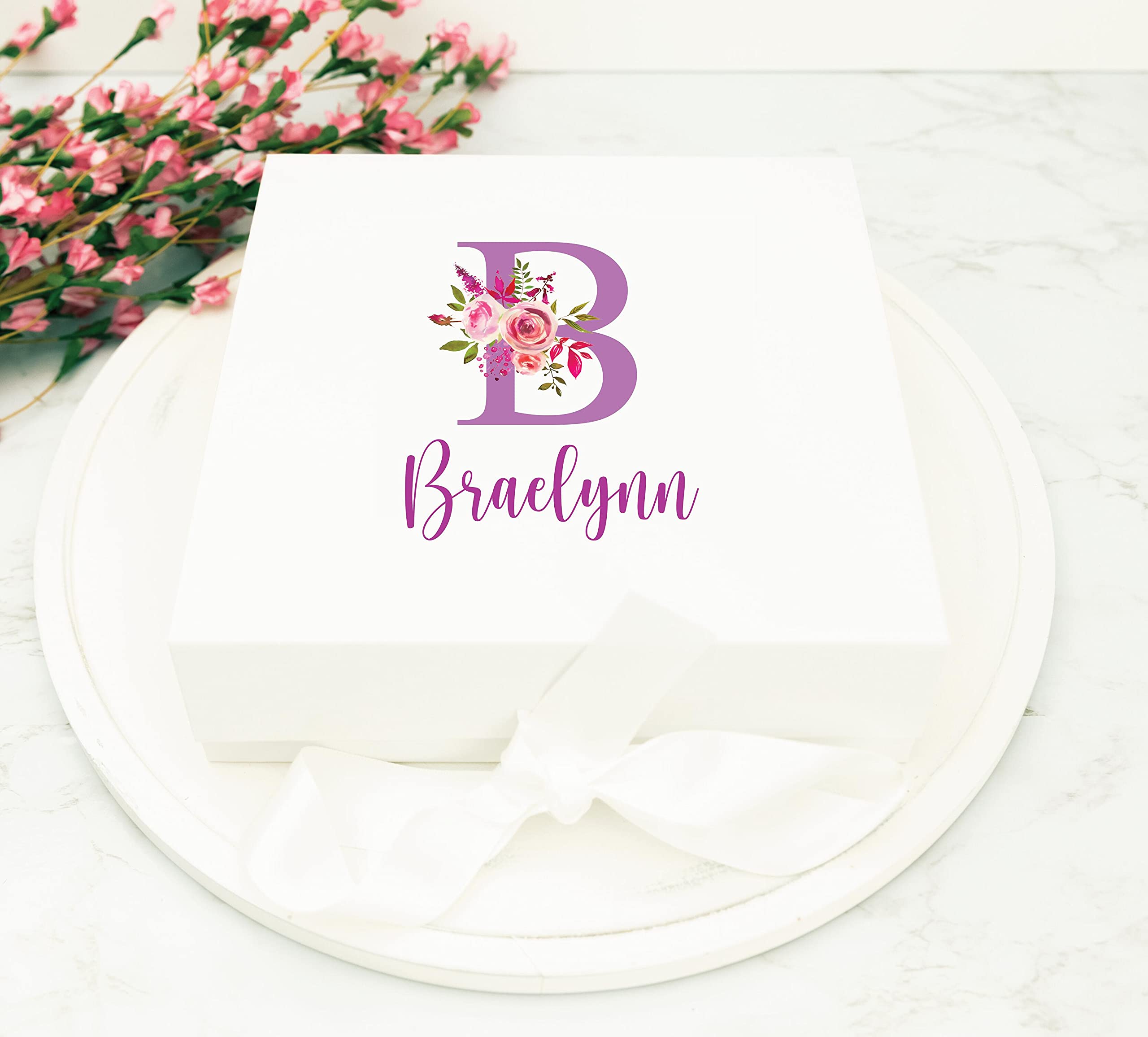 Personalized Baby Gift Girls - Baby Brush and Comb Set, Suitable for Ages 0-3 Years, New Baby Gift - Floral Initial Purple, Baby Gift