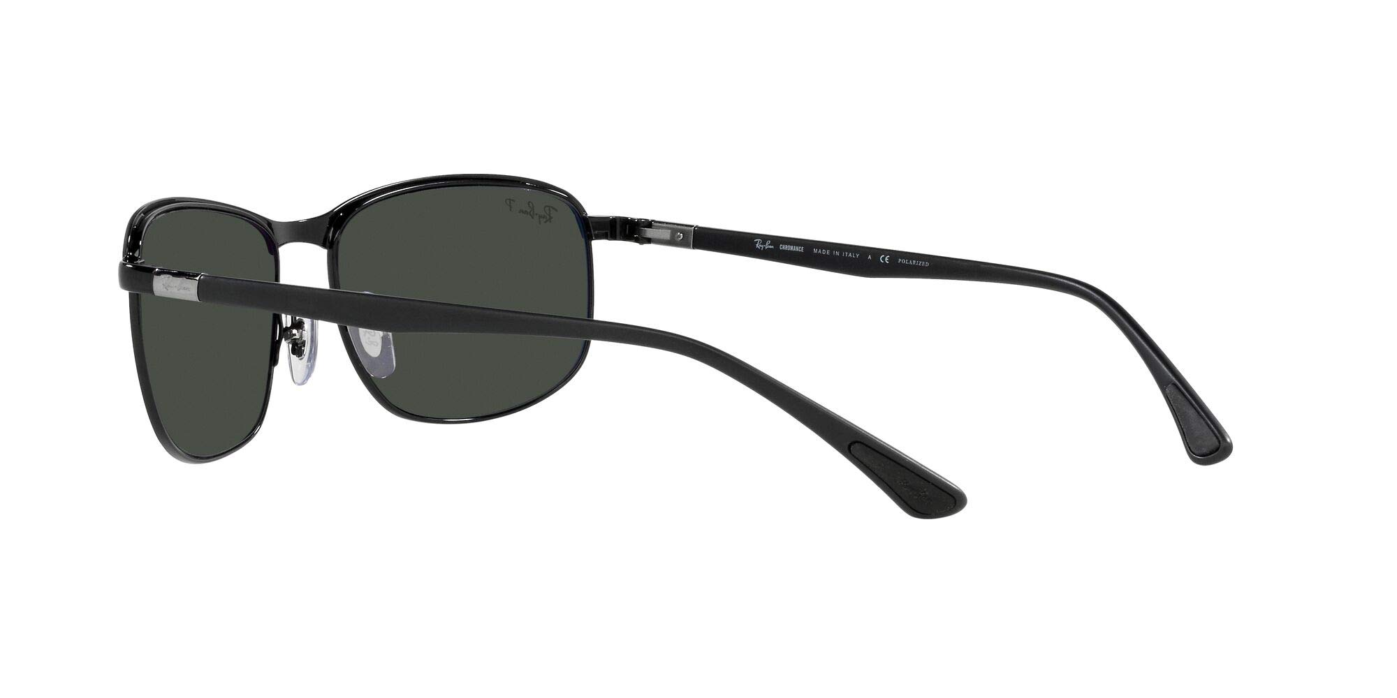 Ray-Ban RB3671CH Chromance Rectangular Sunglasses, Black On Black/Dark Grey Polarized, 60 mm
