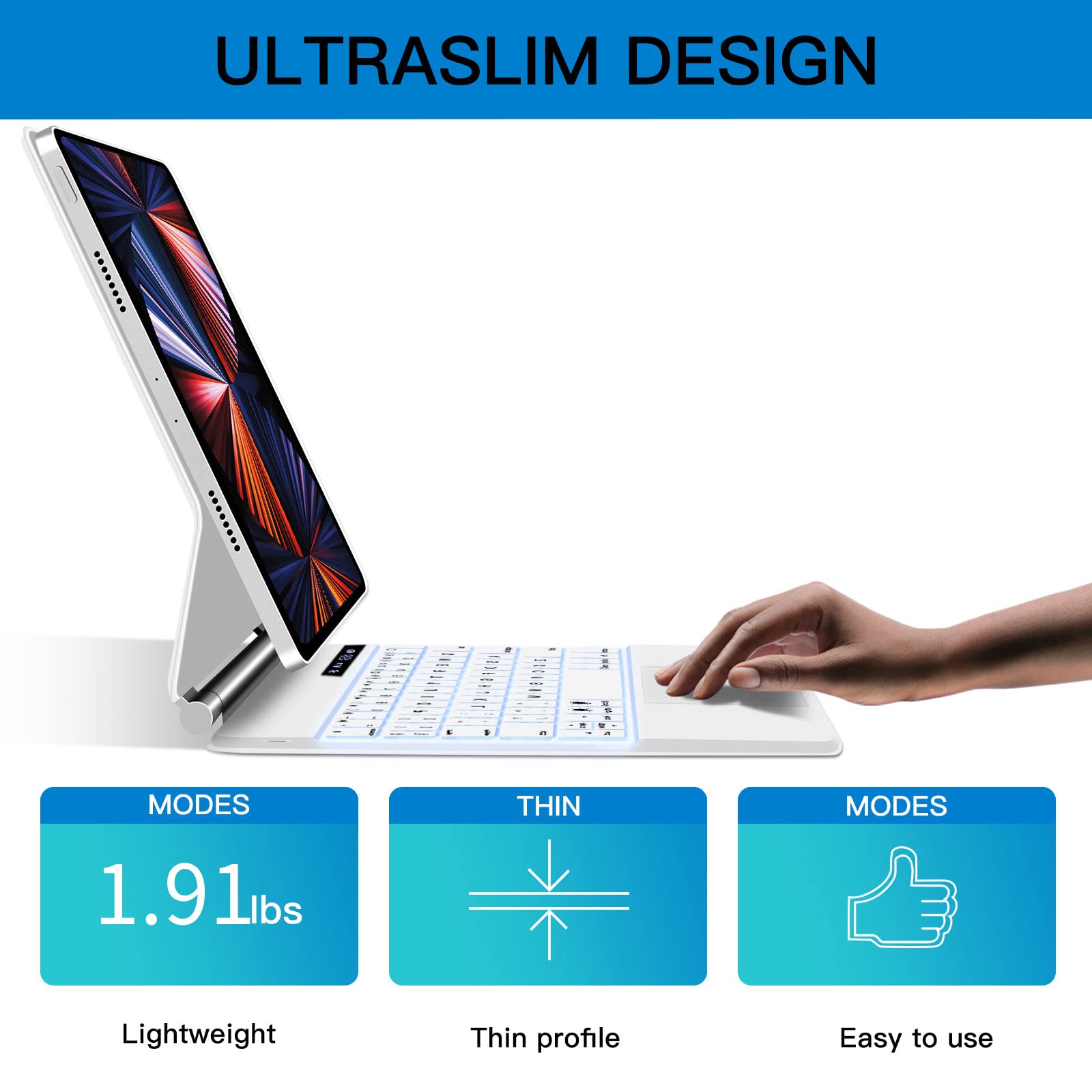 Tiaota Magnetic Keyboard Case for iPad Pro 11/10.9‑inch (3rd/2nd gen and ipad Air 5th gen), Magic Keyboard Case with iPadOS Shortcuts, Floating Cantilever Stand, with Backlit, Multi-Touch Trackpad