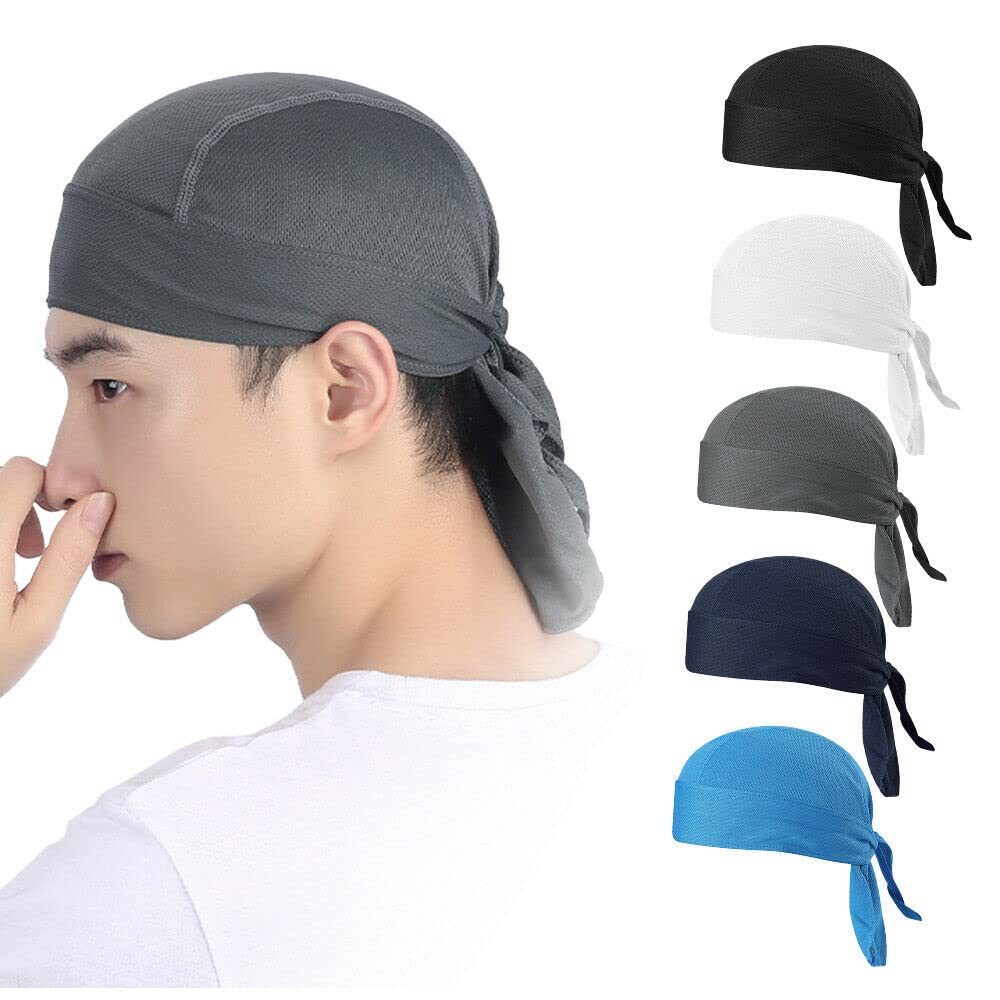 Summer Sweat Skull Cap/Do Dew Rag Helmet Liner Beanie Caps Hat Head Cover UV Protection Doo Rags for Women and Men (Dark Gray-1)