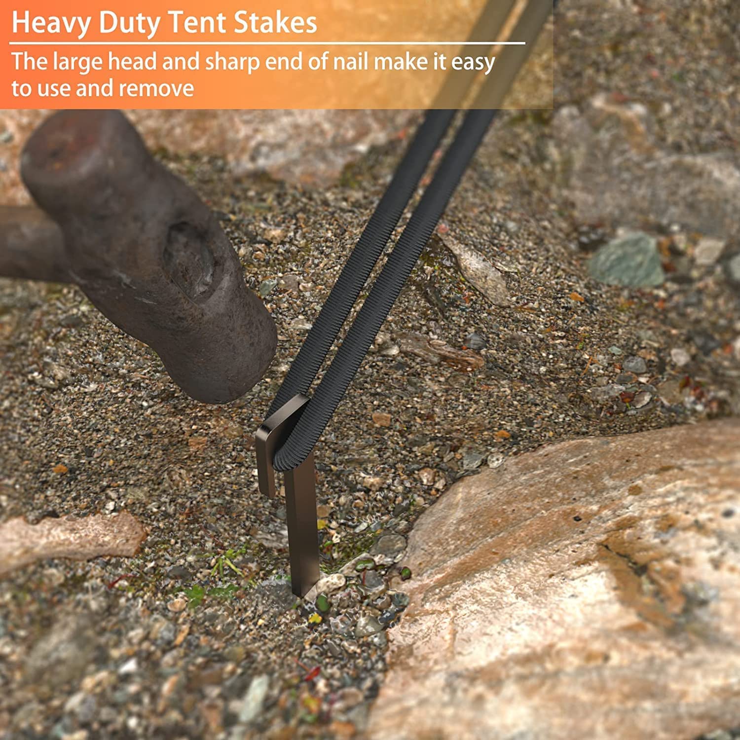 TIANDLIFE Tent Stakes - Titanium Tent Pegs - 9.4in/24cm Heavy Duty Camping Stakes, Windproof Rustproof, Not Easy to Bend,Essential Tent Accessories for Camping, Rain Tarps, Hiking, Backpacking.