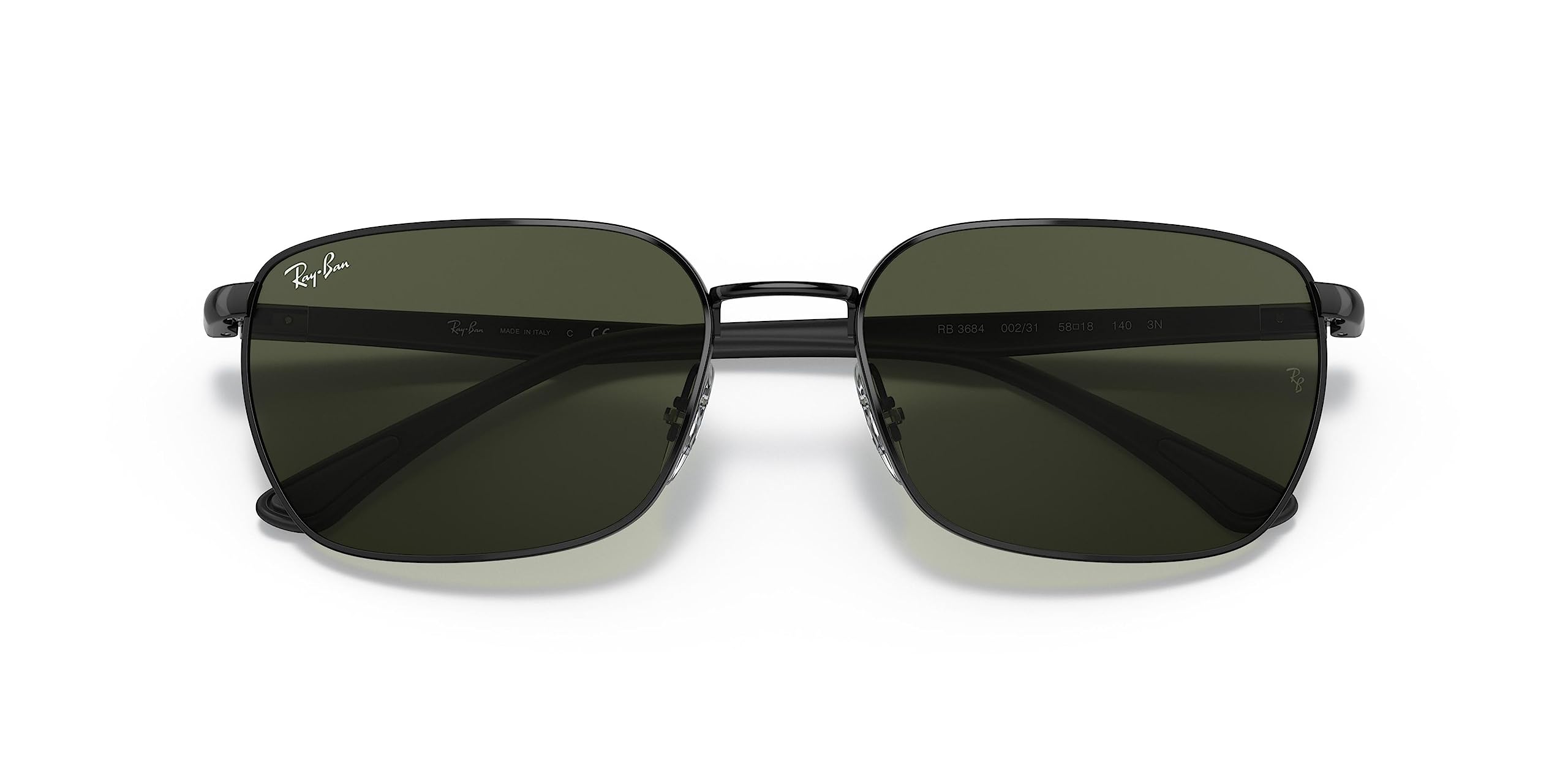 Ray-Ban RB3684 Rectangular Sunglasses, Gold/Clear Gradient Blue, 58 mm
