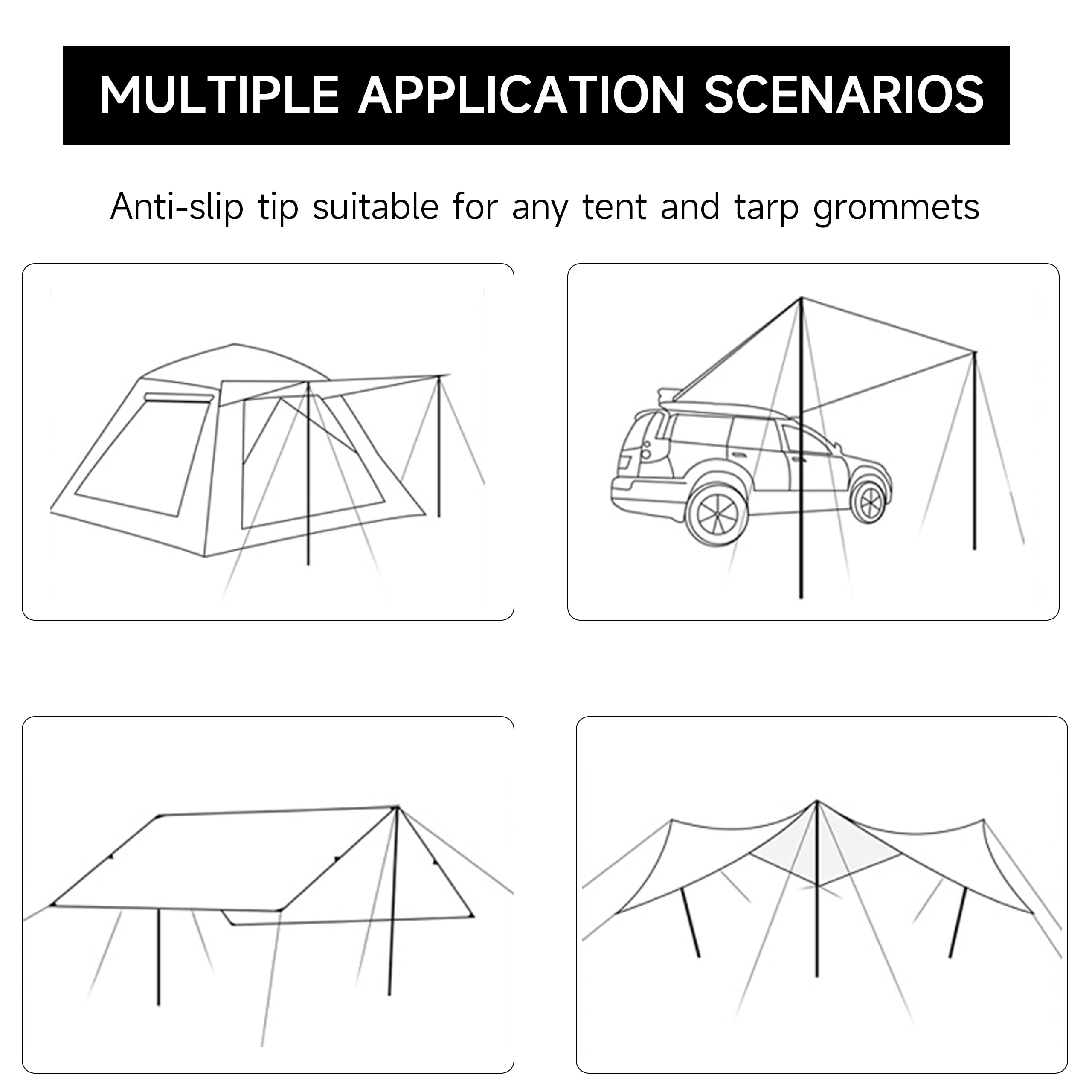 TORUK Aluminum Tarp Poles | 94.5" Adjustable Camping Tent Poles | Lightweight Shade Pole for Canopy Awning Shelter Backpacking Hiking