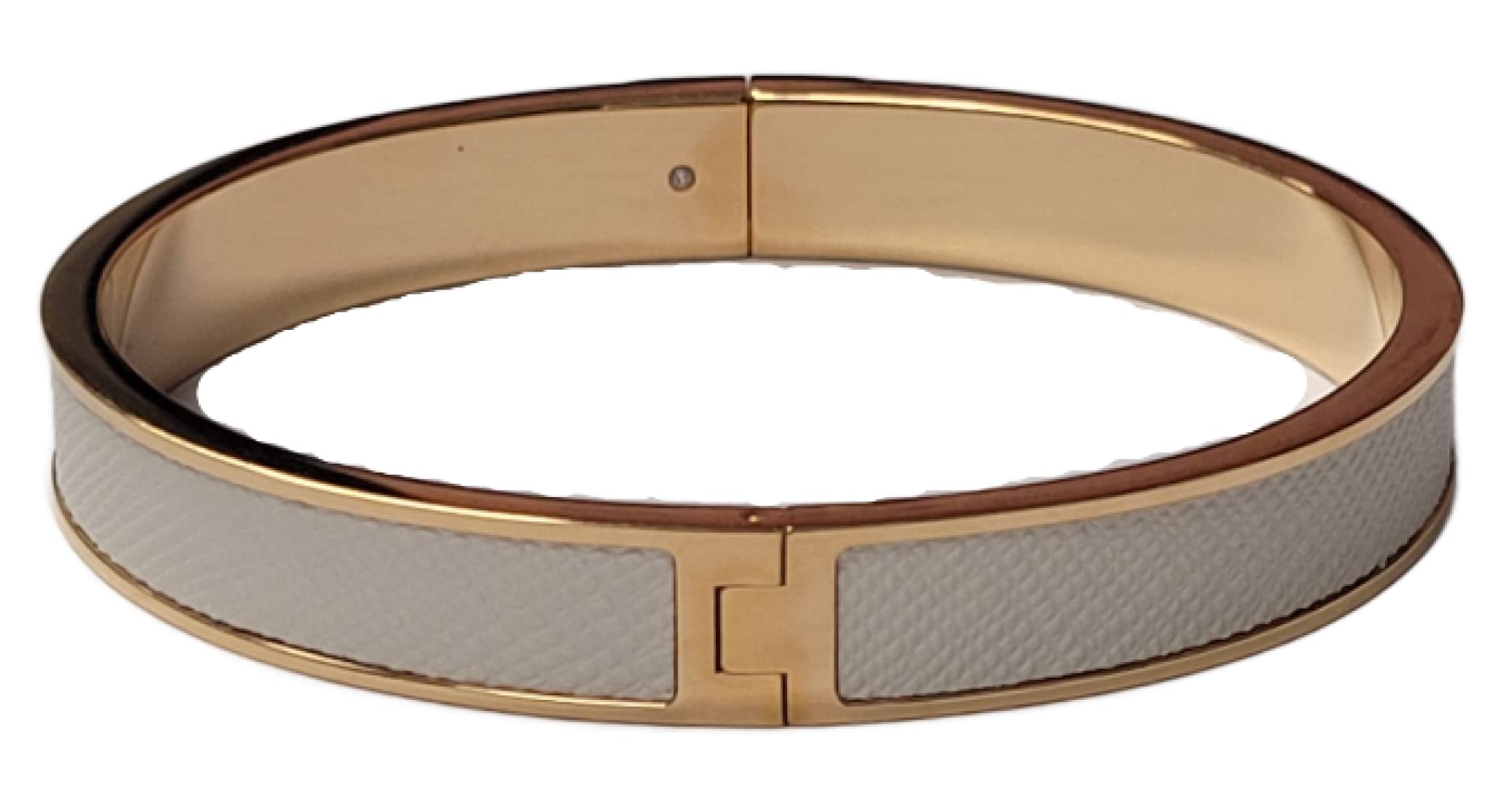 Tory Burch 145435 Tory Gold/New Ivory White Slim Leather Inlay Women's Cuff Bracelet