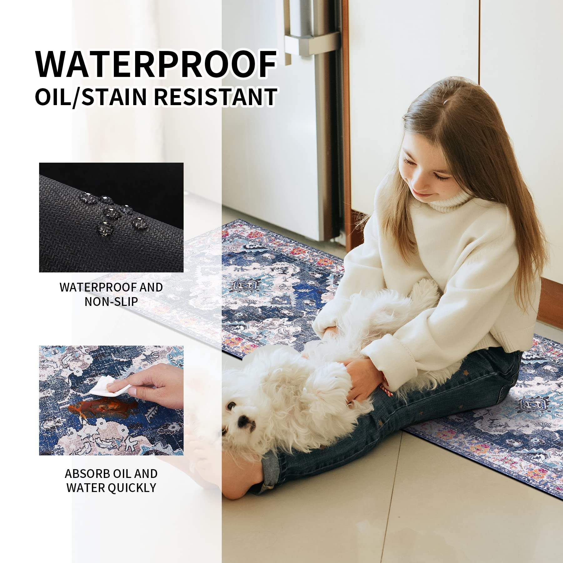 MATBAR Kitchen Mats for Floor 3 Piece Set Kitchen Rug Boho Non Slip Entryway Rug Sets Easy to Clean Laundry Room Rugs for Hallway