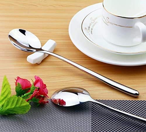 Stainless Steel Spoon,Long handle Great Circle Soup Spoons Korean Long Handled Soup Spoon,Stainless Steel Round handle Bar Spoons Silver Set of 4