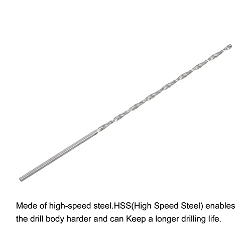 uxcell 10 Pcs 1.4mm Mini Micro Twist Drill Bits, High-Speed Steel Straight Shank Extra Long Drill Bit 70mm for Aluminum Alloy