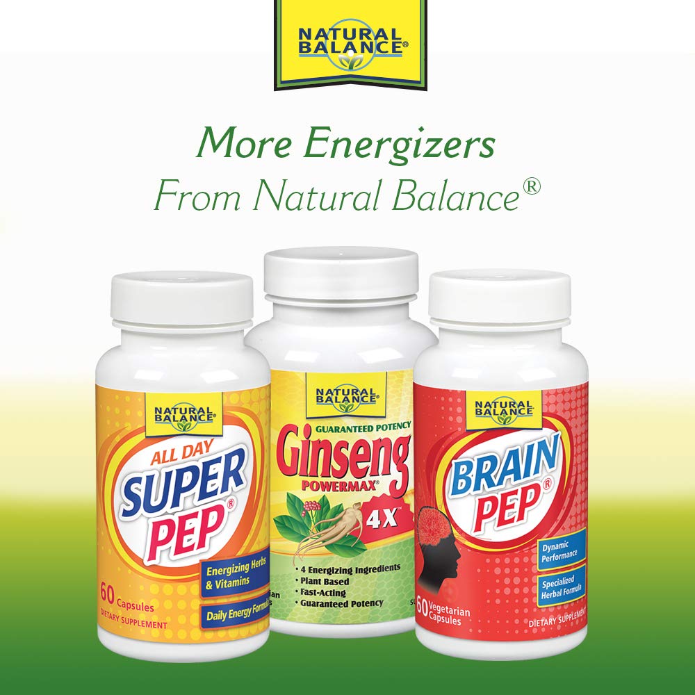 Natural Balance Ginseng PowerMax 6X | Energizing Formula with Ginseng, Eleuthero, Maca & Rhodiola for Cognitive Support | 50 VegCaps, 25 Servings