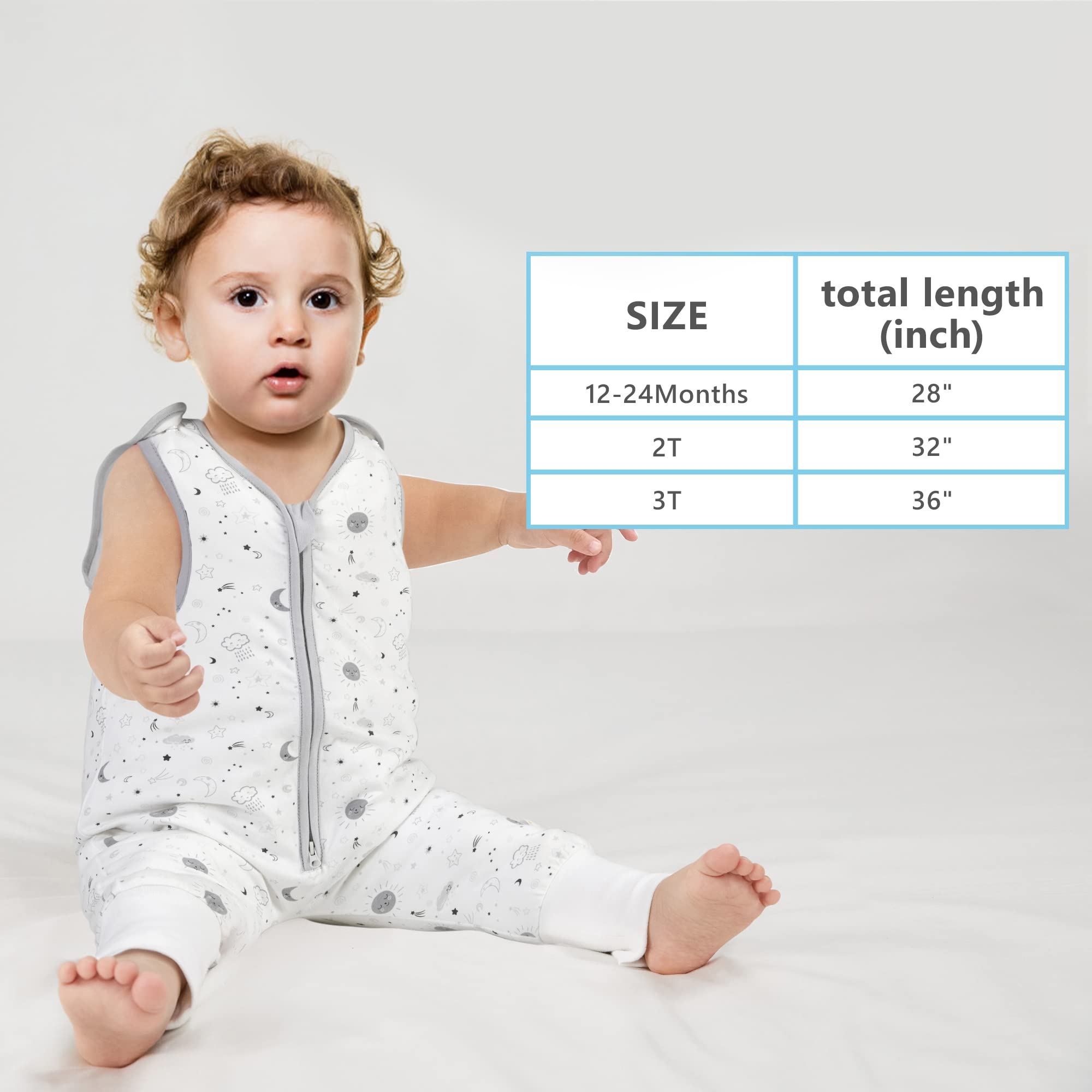 TILLYOU Toddler Sleeping Bag - 100% Cotton Toddler Wearable Blanket Sleep Sack Sleeveless Sleeping Bag TOG 0.5,Small Sun,2T