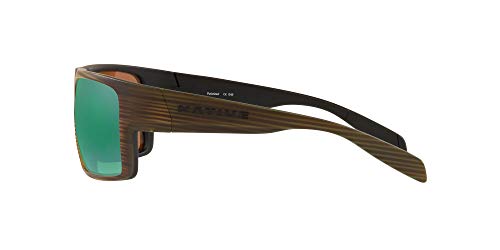Native Eyewear Eldo Rectangular Sunglasses, Wood/Black/Green Reflex Polarized, 62 mm