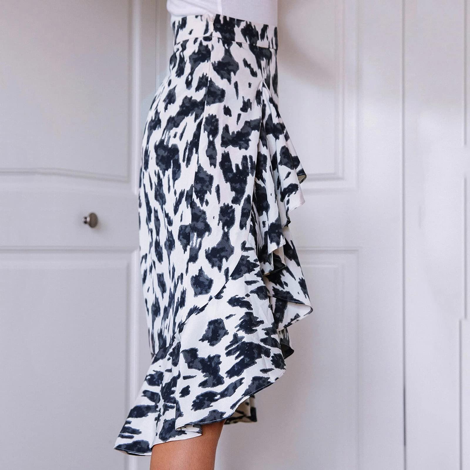 Tulle Skirts for Women Long Length Pink Plaid High Waisted Club Print Split Leopard Skirt Ruffle A Line Women's