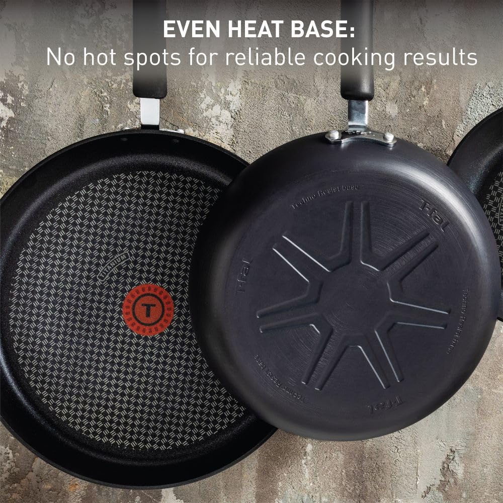T-fal Ultimate Hard Anodized Nonstick Fry Pan Set 2 Piece, 8, 10 Inch Oven Safe 400F Cookware, Pots and Pans, Dishwasher Safe Black