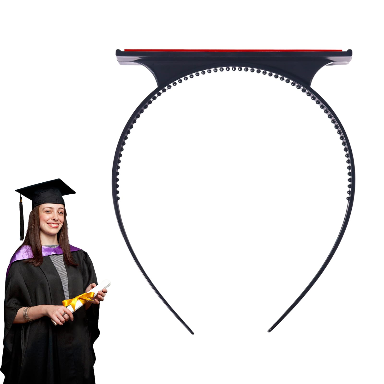 TIMMOKO Graduation Cap Headband Insert - Secure Fit and Hair-Friendly Cap Upgrade in Black