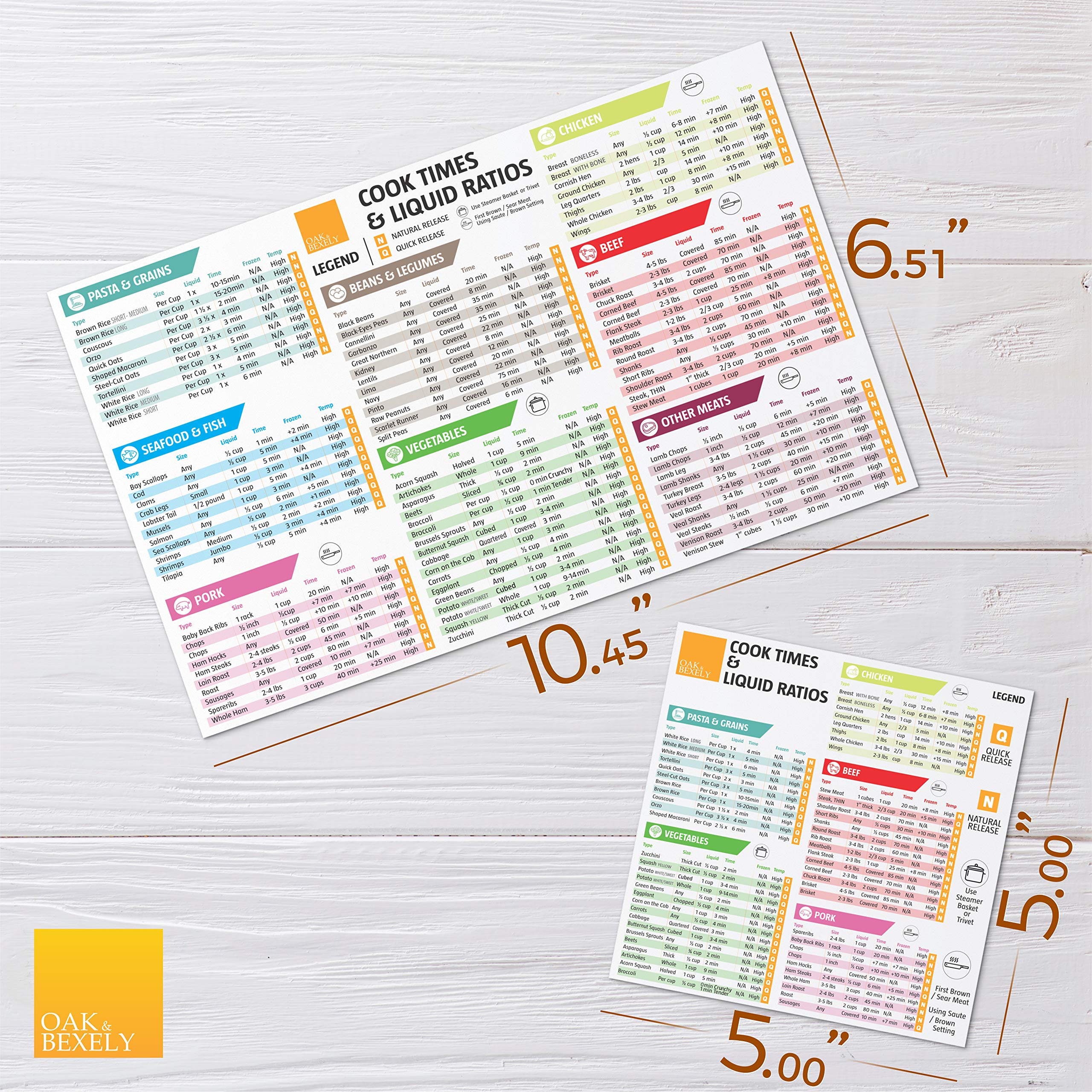 Oak and Bexely - Instant Pot Cheat Sheet Magnet Set - Must Have Pressure Cooker Accessories for Easy Cooking