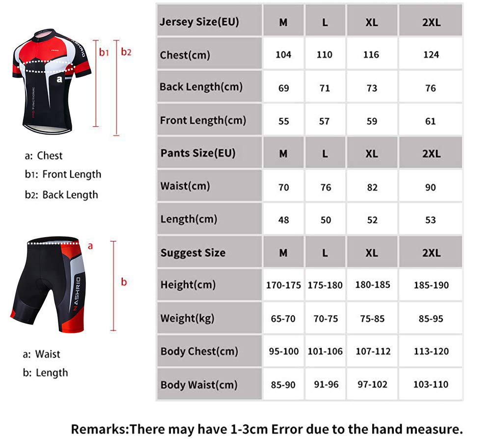 NASHRIO Men's Cycling Jersey Set Bicycle Short Sleeve Set Quick-Dry Breathable Shirt+3D Cushion Shorts Padded Pants/Bib Short Black