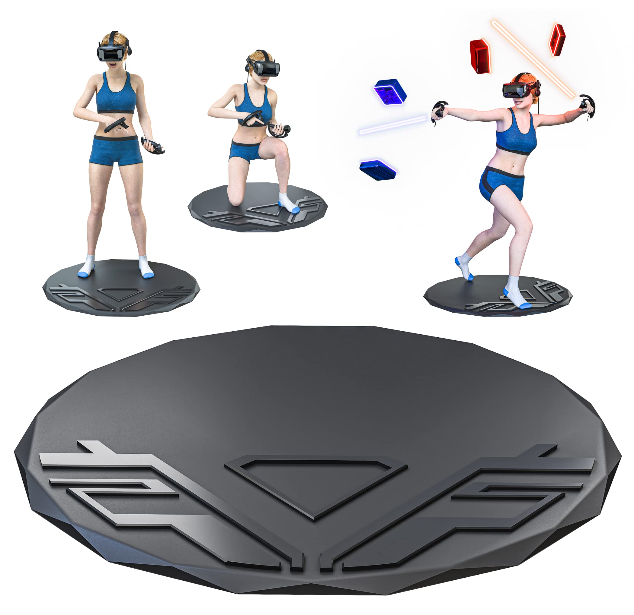 Skywin VR Tracker Belt, and Strap + VR Mat Round + VR Glass Stand Bundle Compatible for HTC Vive Systems (1 Belt, 2 Hand Straps, 1 Mat, 1 Glass Stand)
