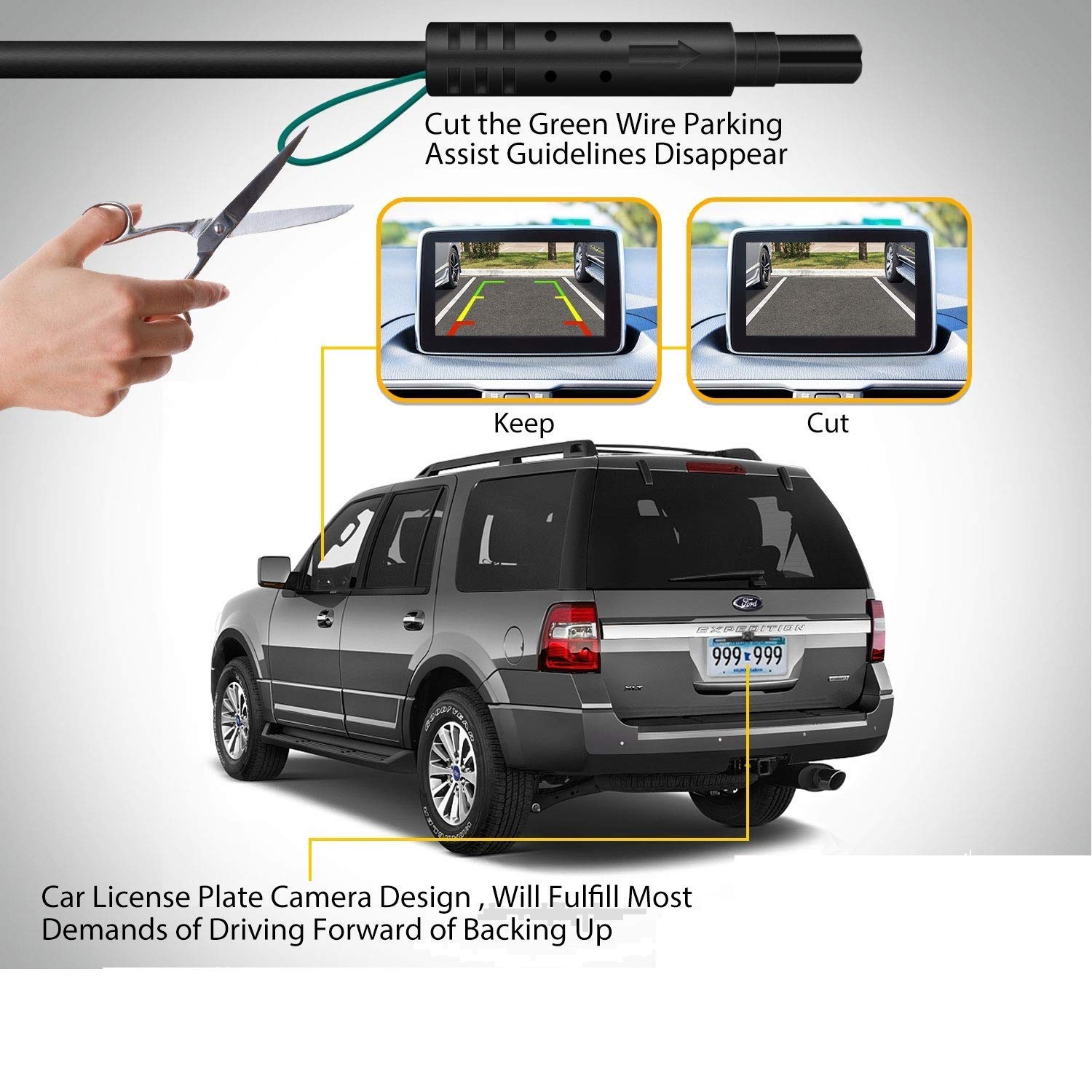 Misayaee Rear View Back Up Reverse Parking Camera in License Plate Lighting Night Version (NTSC) for Mini Cooper R50 R52 R53 E82/E88 E90/E91/E92 E39/E60/E61/E62 X5 E53 X1 E84 X3 X6