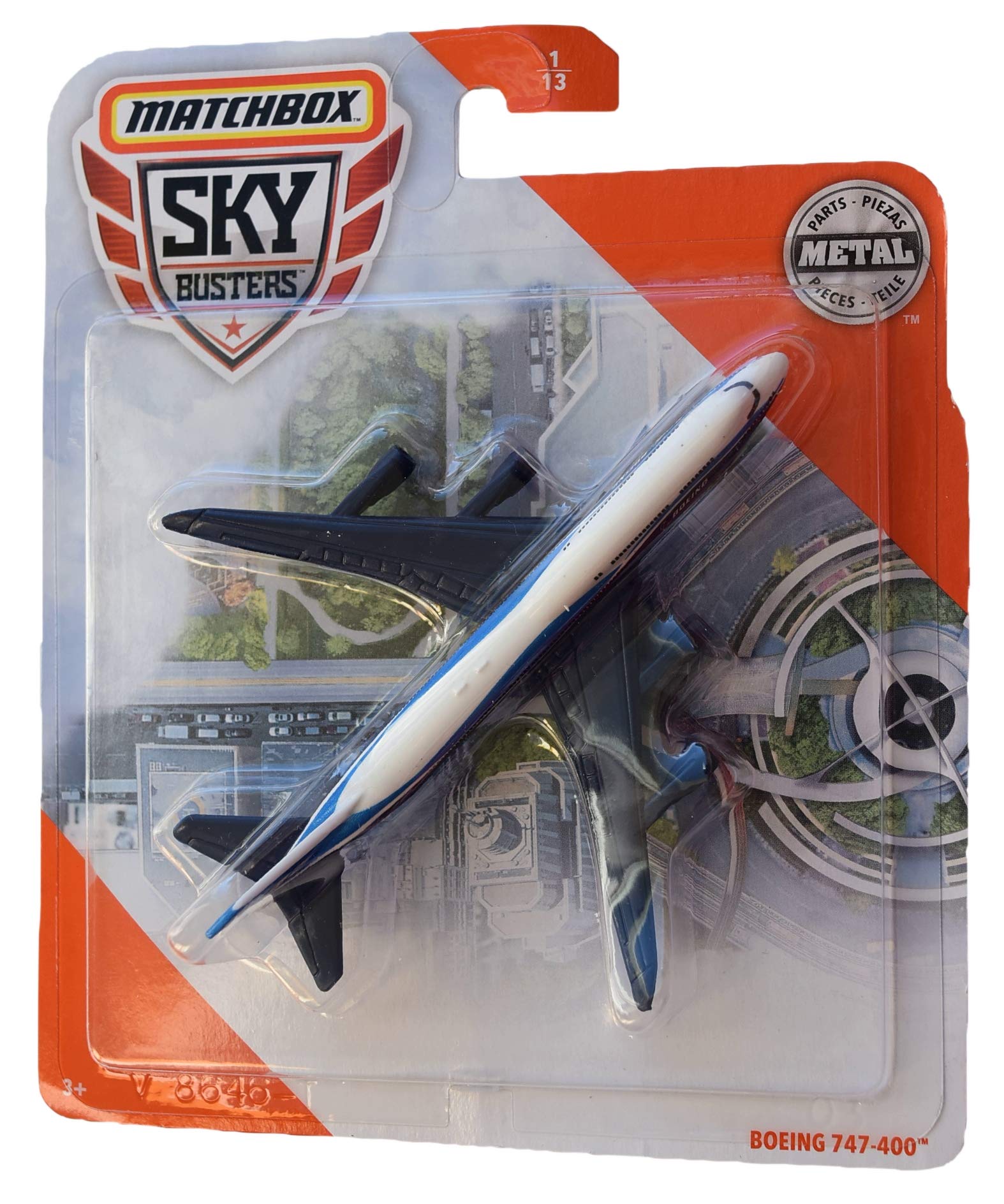 Matchbox Sky Busters Boeing 747 400 1/13, White/Blue
