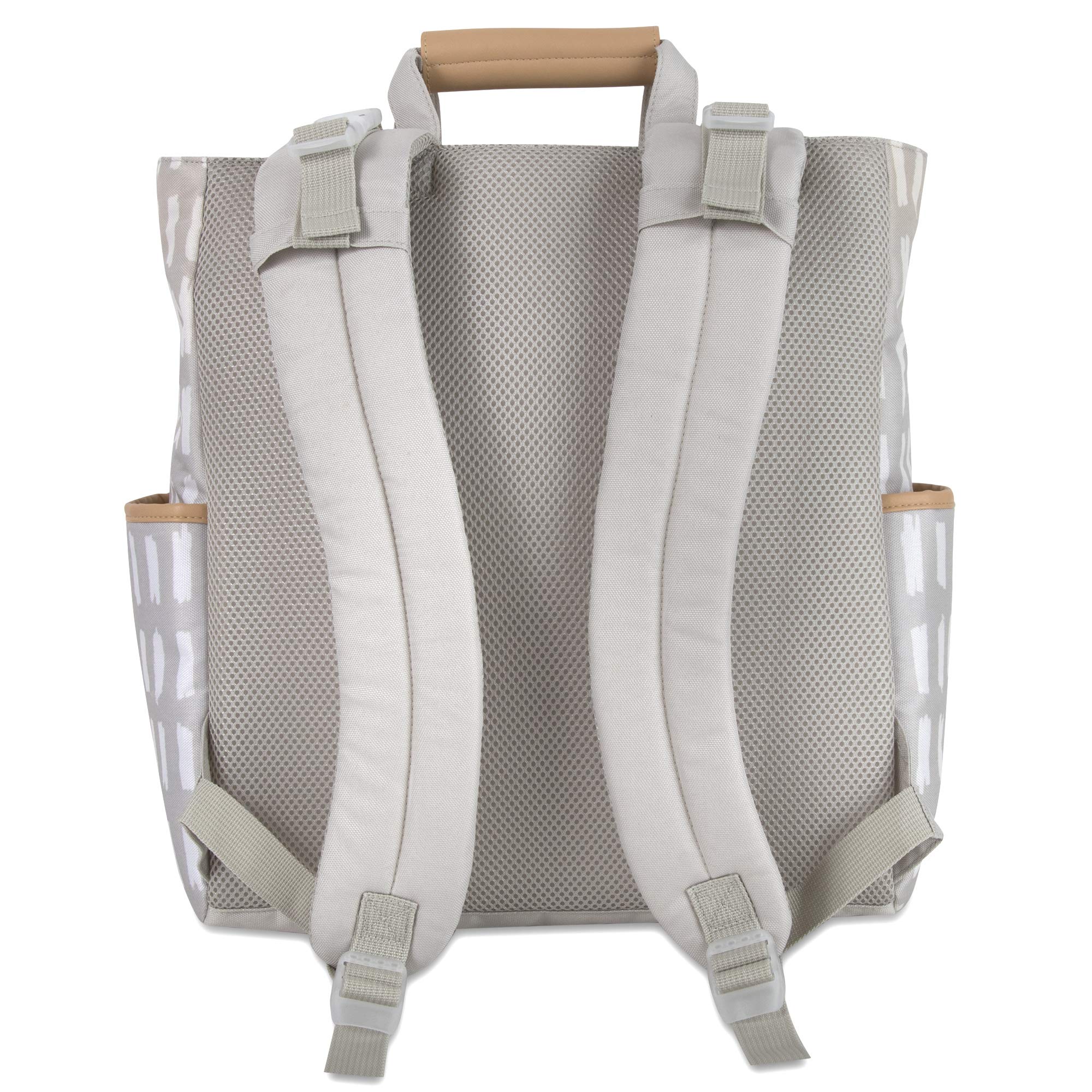 Multi-Function Convertible Diaper Bag Messenger Backpack for Women with Bottle Holder, Changing Pad, Stroller Straps (Khaki)