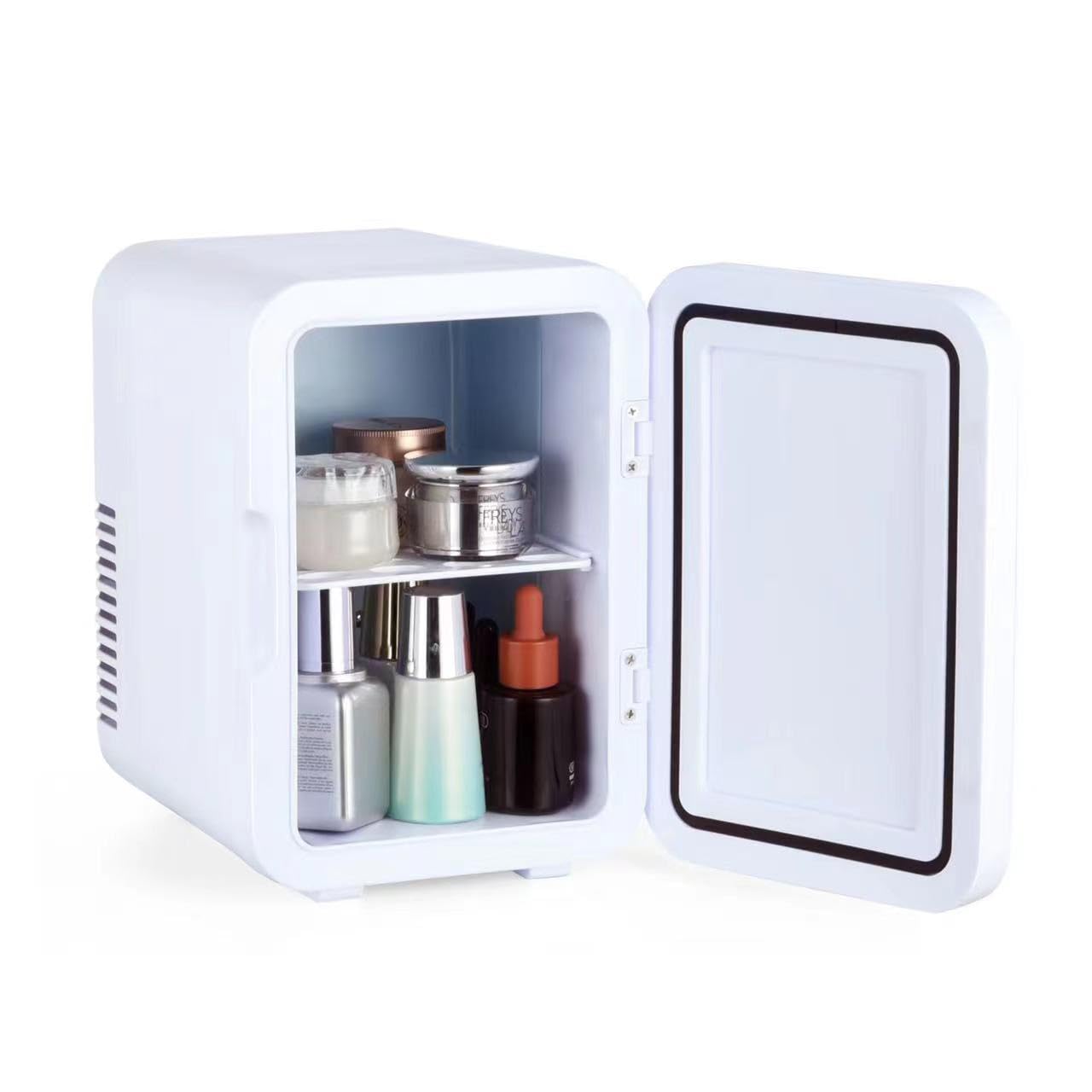 QINGDONGDZA Luxury Mini Fridge Cooler 6 Litre / 8 Cans Skincare Mini Fridge for Bedroom - Car, Office Desk & Dorm Room,12v AC/DC & Exclusive USB Option,Small Portable Fridge,Red