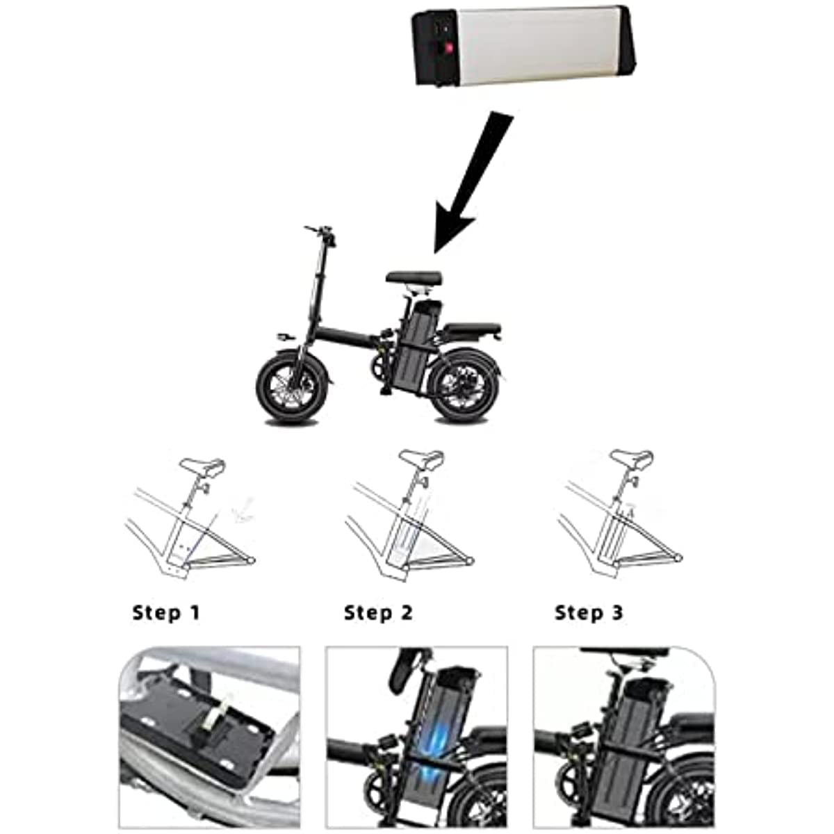 TGHY Electric Bicycle Lithium-Ion Battery 14Ah E-Bike Battery 36V Folding Bike Lithium Battery Pack with USB Port, Battery Lock, BMS Multiple Protection, Charger E-Bike Accessories,36v14ah