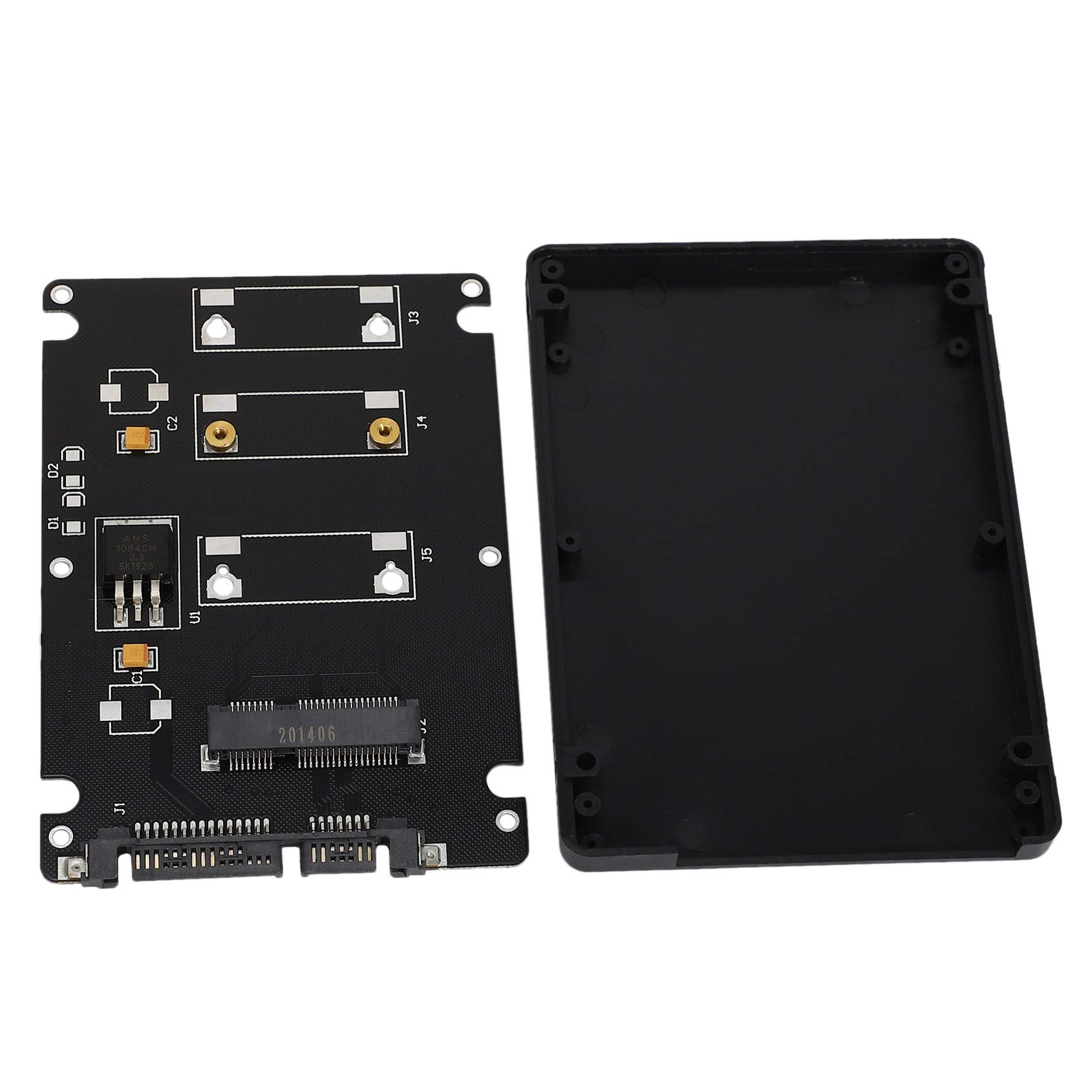 ZHONGHE Mini Pcie mSATA SSD to 2.5 inch SATA3 Adapter Card with Case 7 mm Thickness Black