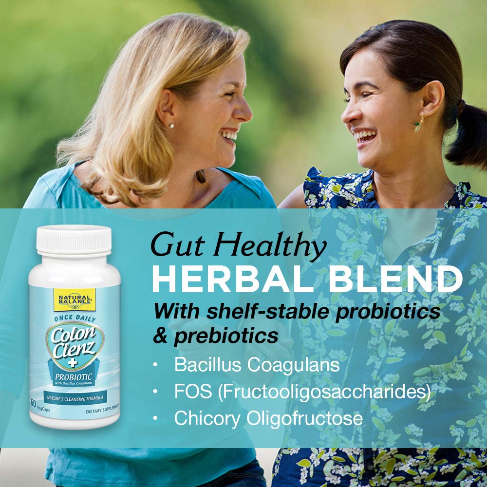 Natural Balance Colon Clenz Plus Probiotic | Cleansing & Regularity Formula w/Bacillus Coagulans & FOS | 60 CT