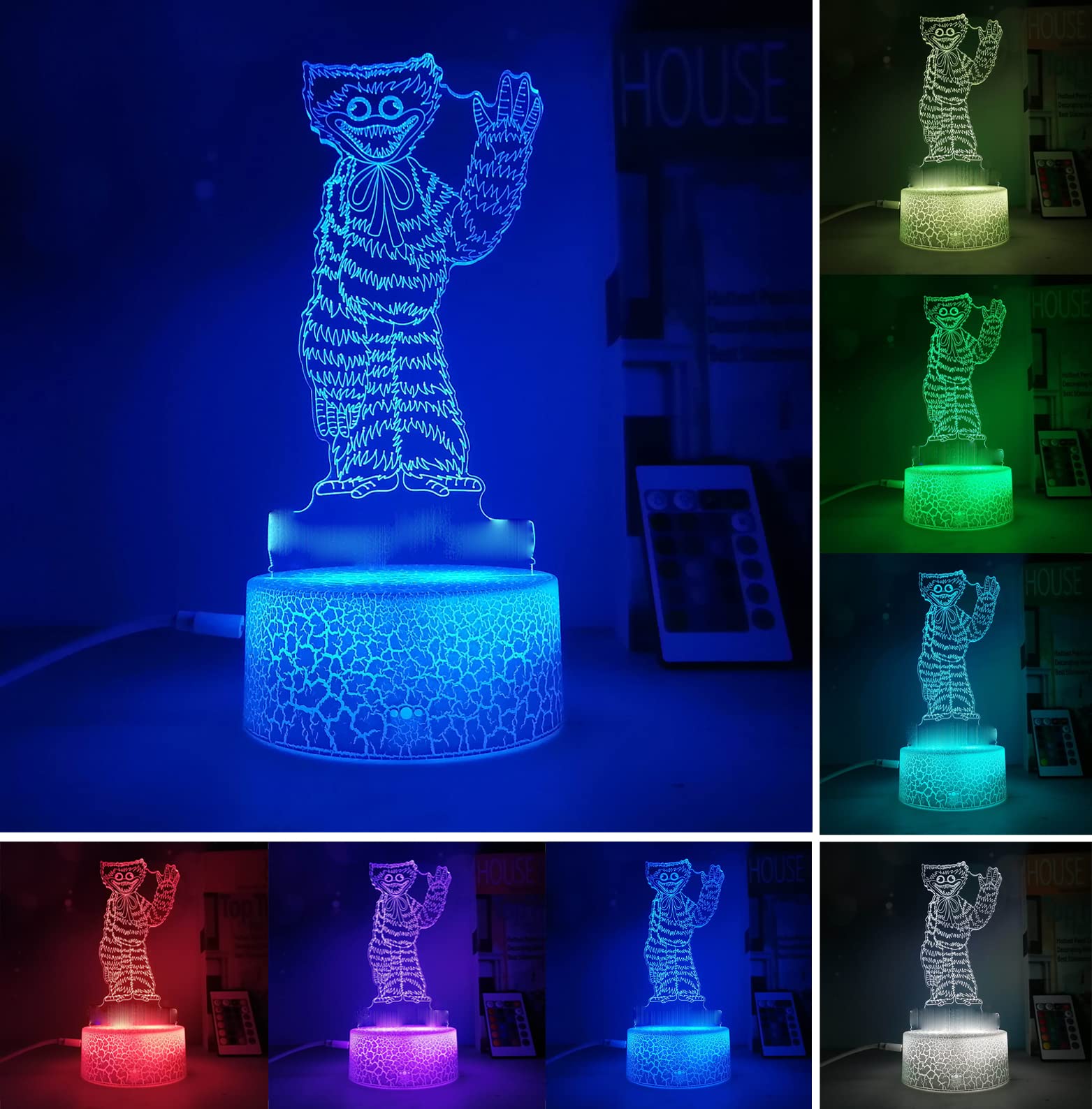 Poppy Playtime - Huggy Wuggy - Multi Color Changing Night Light Table Lamp for Boys and Girls (Huggy Wuggy 2)