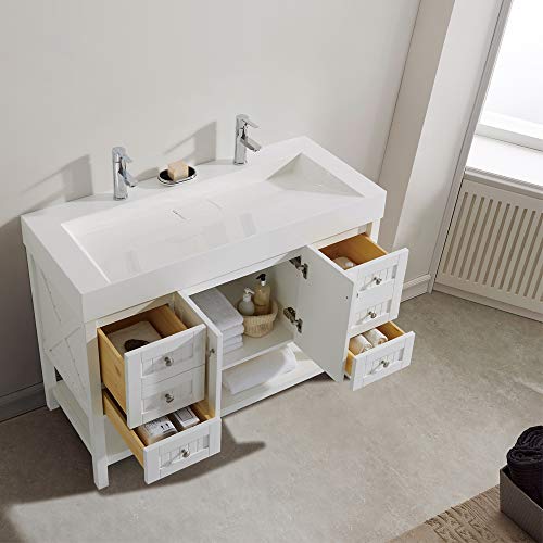 Vinnova Pavia 48β Single Vanity in White with Acrylic Under-Mount Sink Without Mirror
