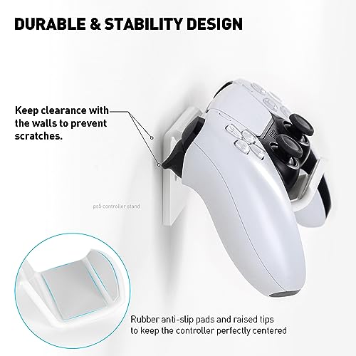 OAPRIRE Universal Controller Holder Wall Mount 2 Pack, Acrylic Controller Stand Gaming Accessories with Cable Clips, Build Your Game Fortresses (White)