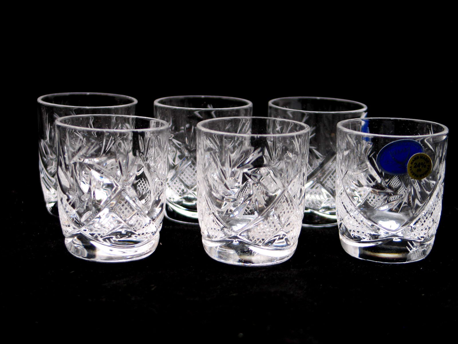 SET of 6 Russian Vintage CUT Crystal Stemless Shot Vodka Glasses 1.5 Oz / 50 ml, Old-fashioned Handmade European Crystal Gift Set