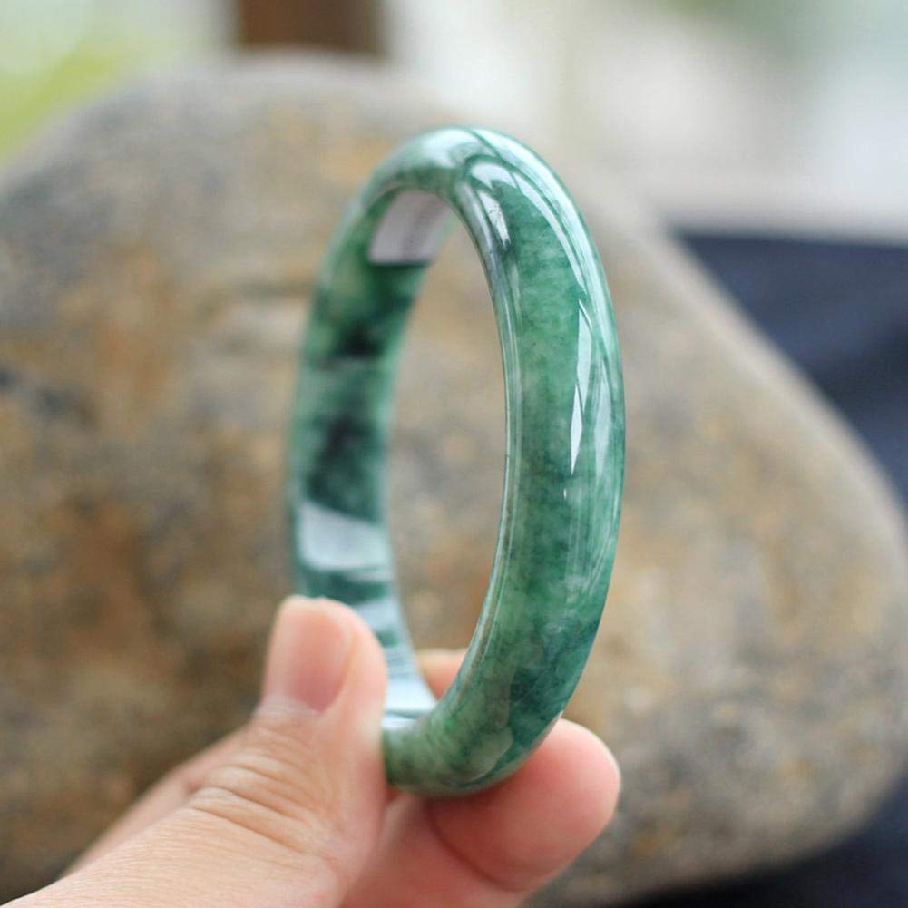 Natural Jade Bracelet, Healing Energy Hand Cutting Green Jade Stone Bangles for Women